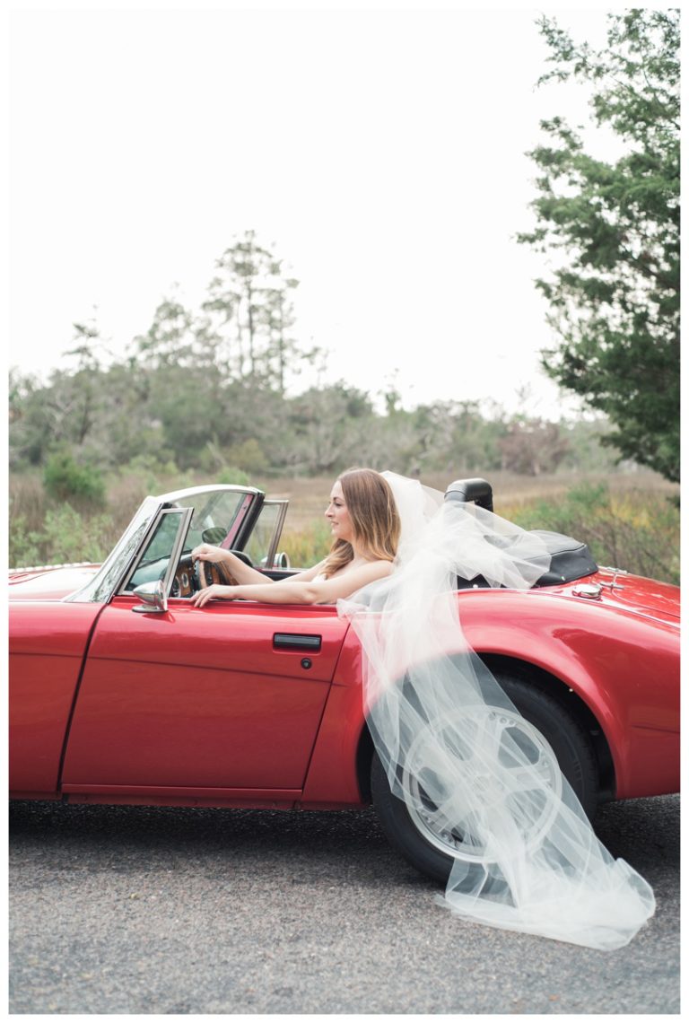 Stunning Classic Convertible Car Bridal Portraits in Savannah